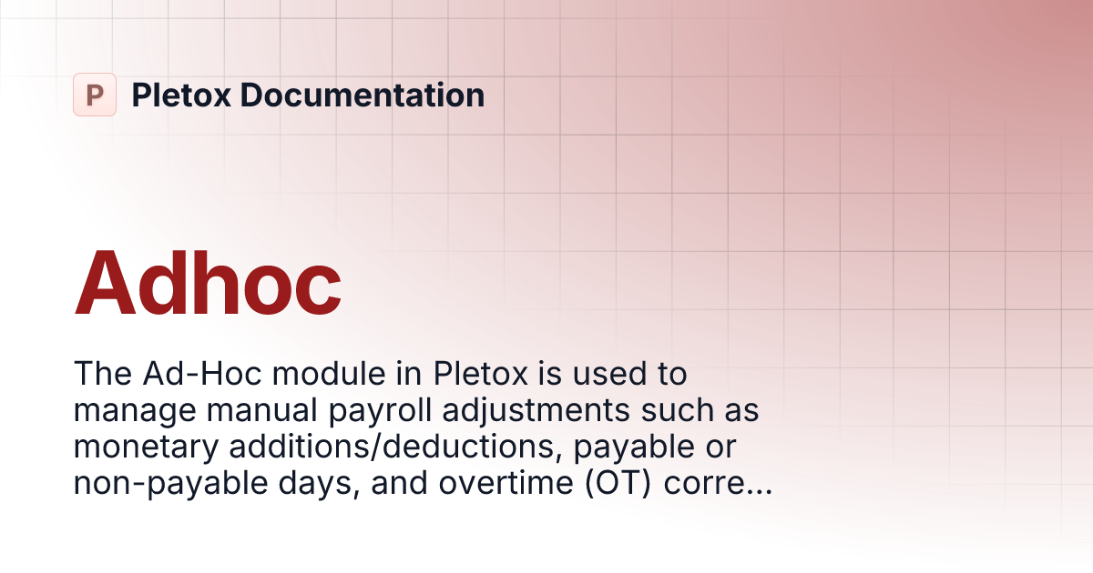 Adhoc | Pletox Documentation